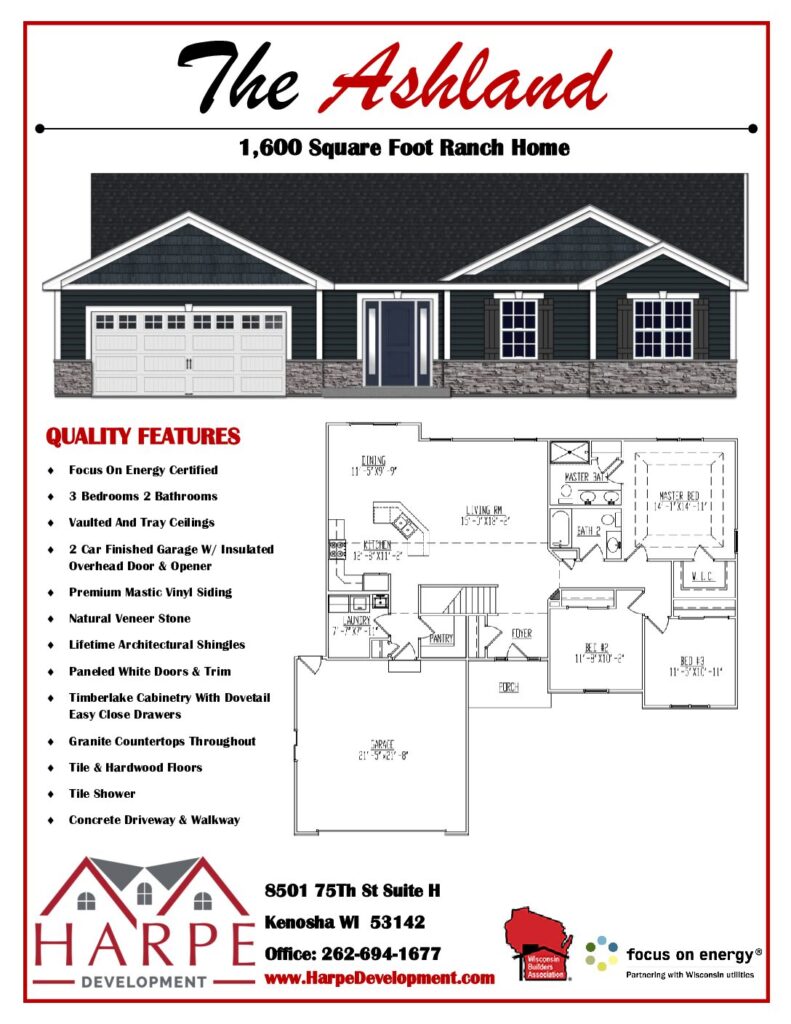 Ashland Floor Plan | Harpe Development Twin Lakes, WI